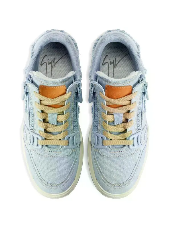 GIUSEPPE ZANOTTI Frayed Zip-up Sneakers - Blue