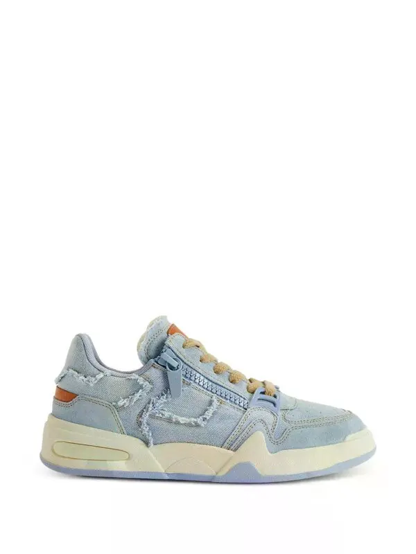 GIUSEPPE ZANOTTI Frayed Zip Low-top Sneakers - Blue