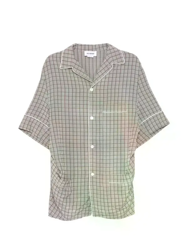 HED MAYNER Check Contrast Trim Shirt - Grey