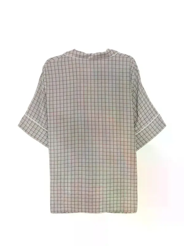 HED MAYNER Check Contrast Trim Shirt - Grey