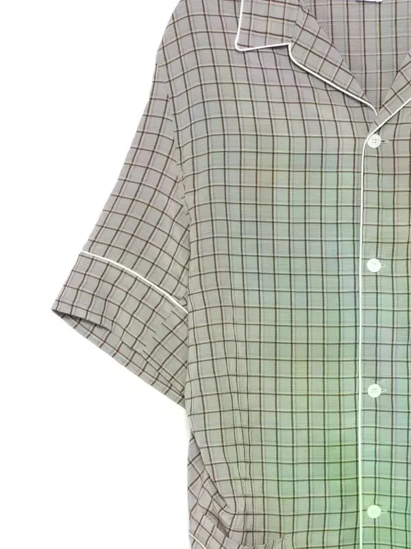 HED MAYNER Check Contrast Trim Shirt - Grey