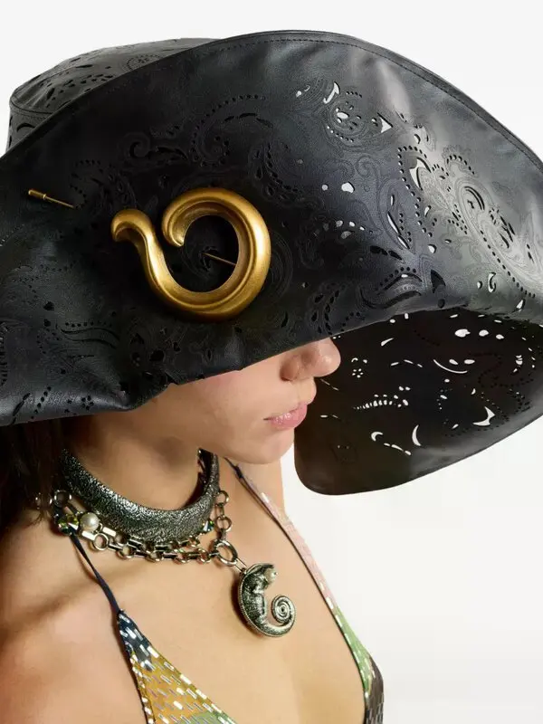 Etro Open-work Paisley Hat With Brooch