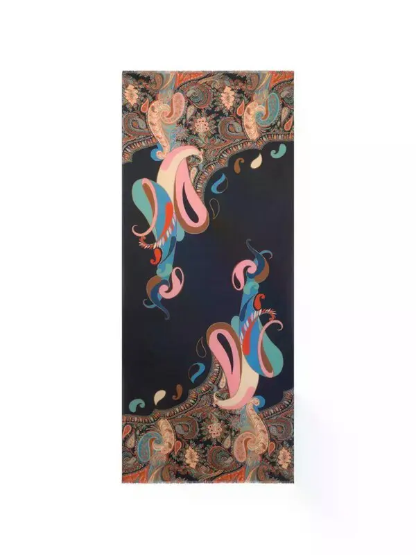Etro Jacquard-paisley Motif Scarf - Blue