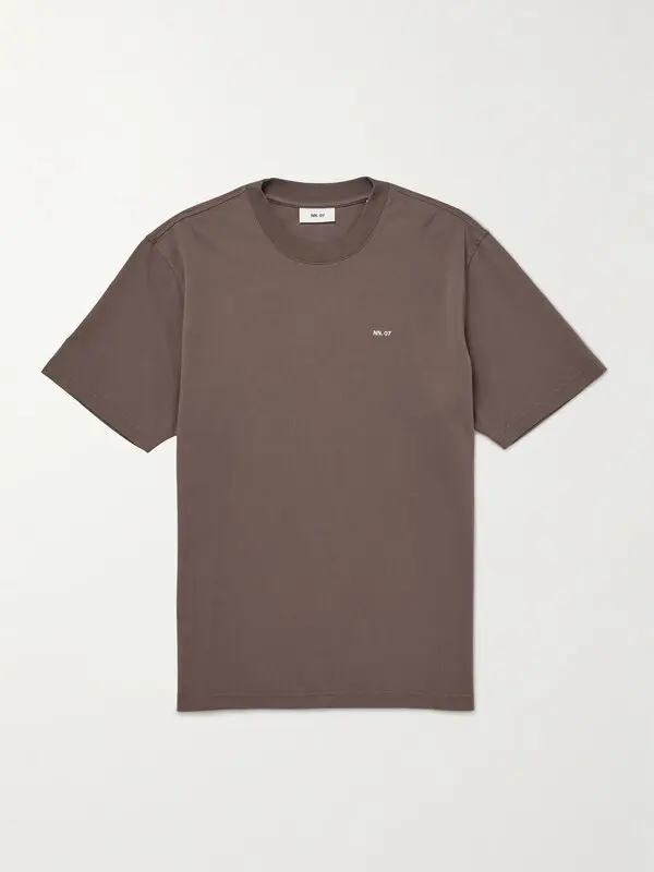 Nn07 Adam 3209 Logo-embroidered Pima Cotton-jersey T-shirt - Brown