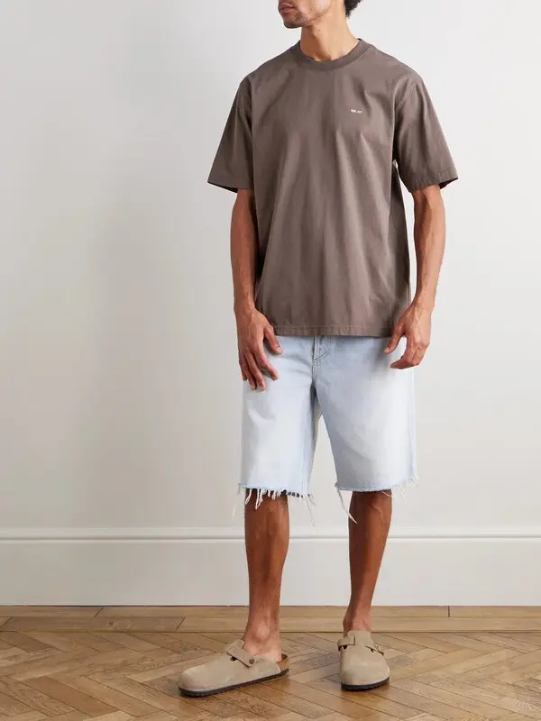 Nn07 Adam 3209 Logo-embroidered Pima Cotton-jersey T-shirt - Brown