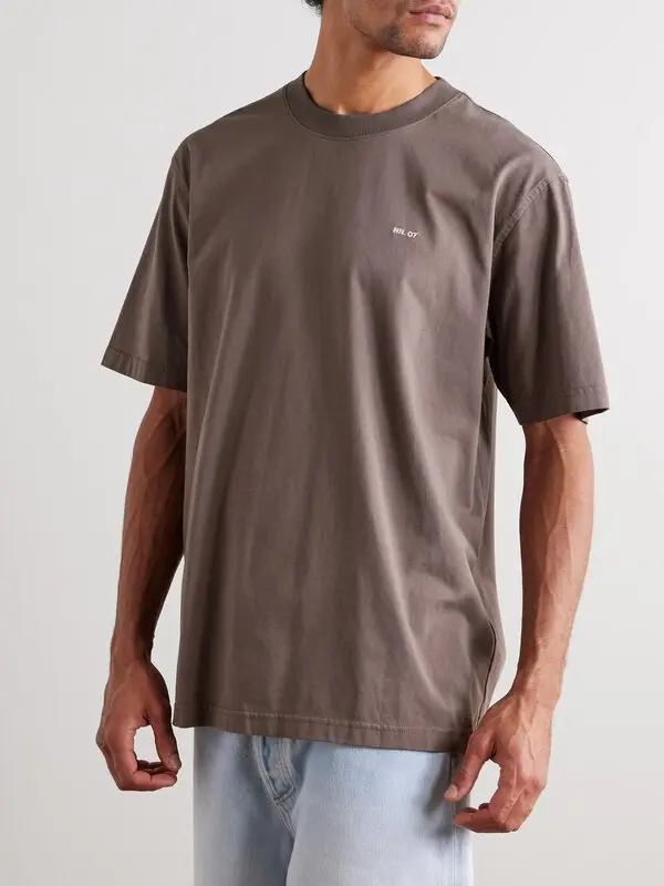 Nn07 Adam 3209 Logo-embroidered Pima Cotton-jersey T-shirt - Brown