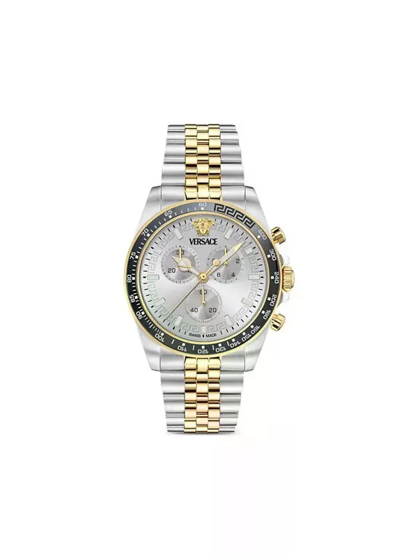 Versace Watch With Round Face And Quartz Movement - Silver