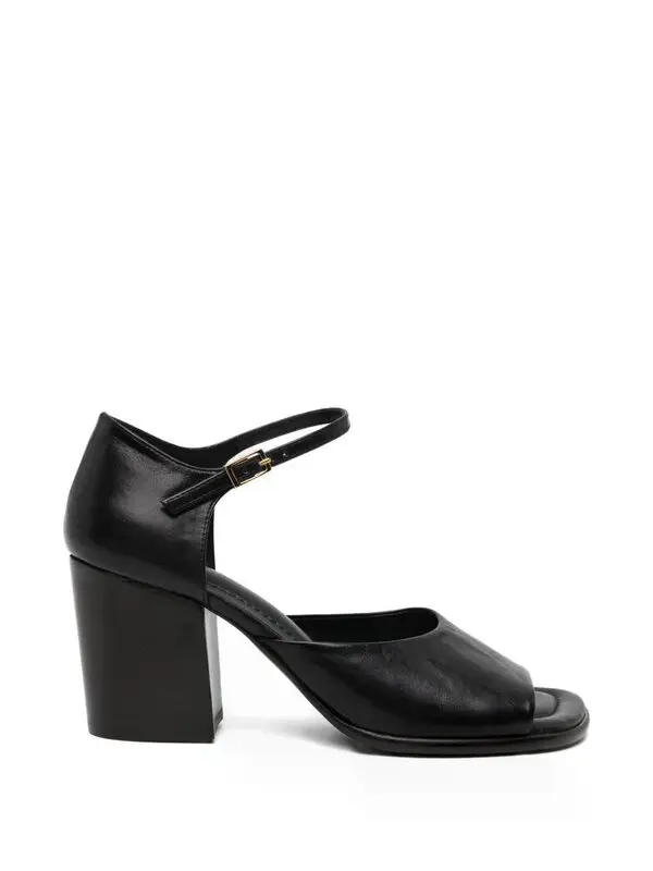 LEMAIRE Square-toe Heeled Leather Sandals With Buckle Fastening Ankle Strap