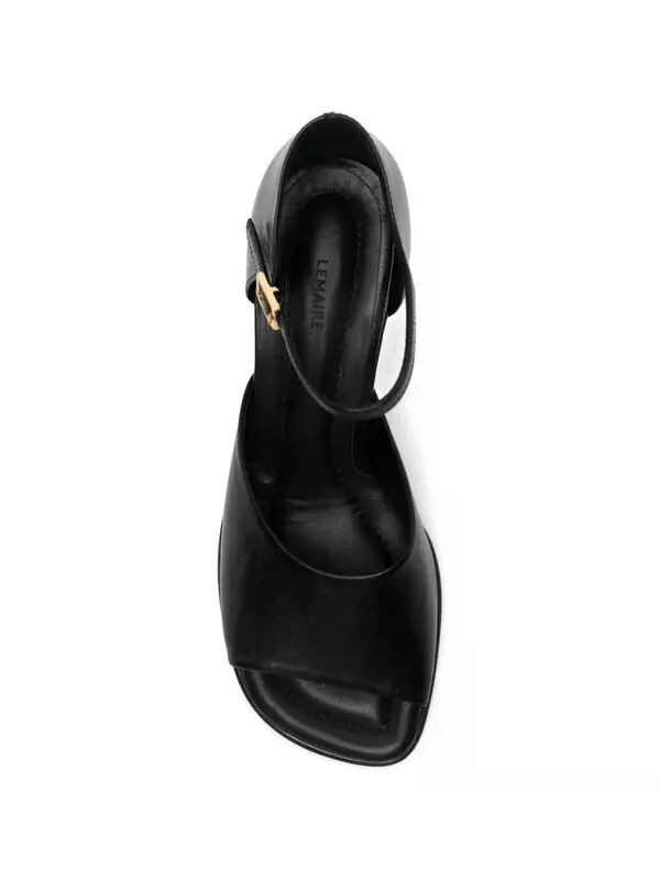 LEMAIRE Square-toe Heeled Leather Sandals With Buckle Fastening Ankle Strap