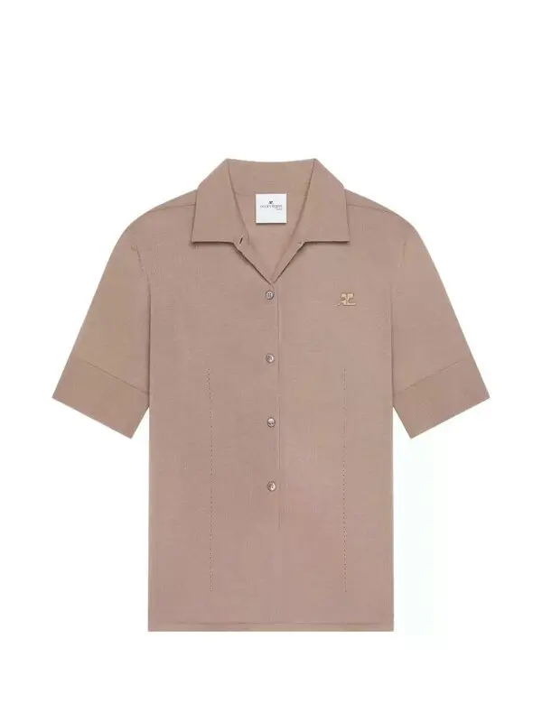 COURREGES Merino Wool Polo Top - Neutrals