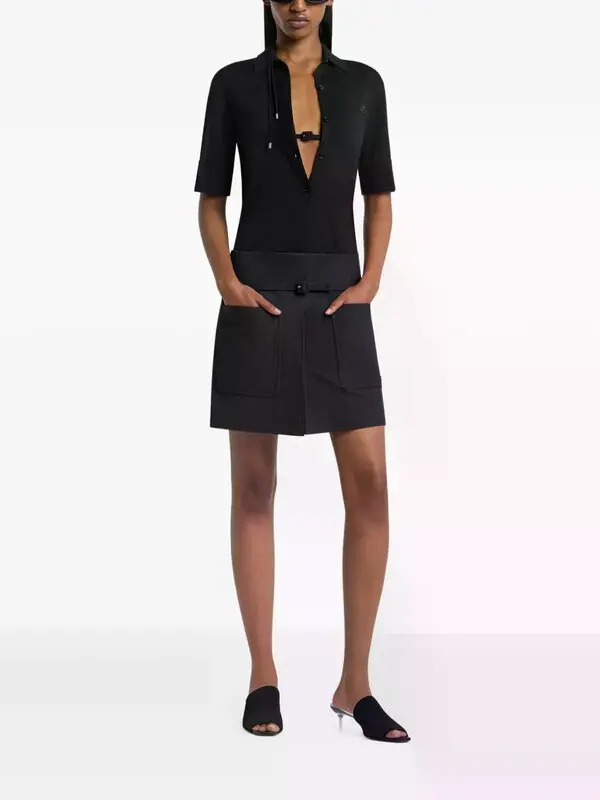 COURREGES Wool Polo Top - Black