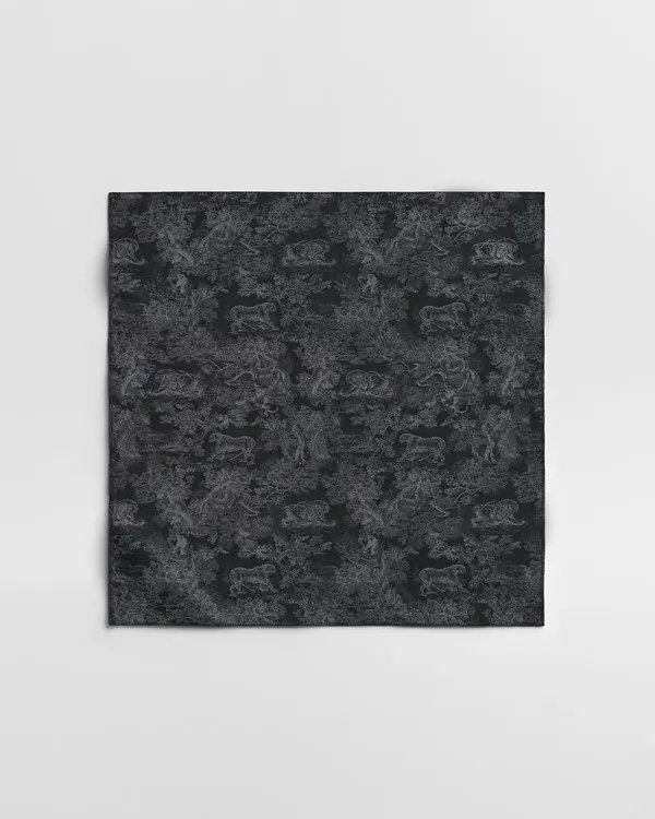 Dior Toile De Jouy Sauvage Pocket Square - Black Silk