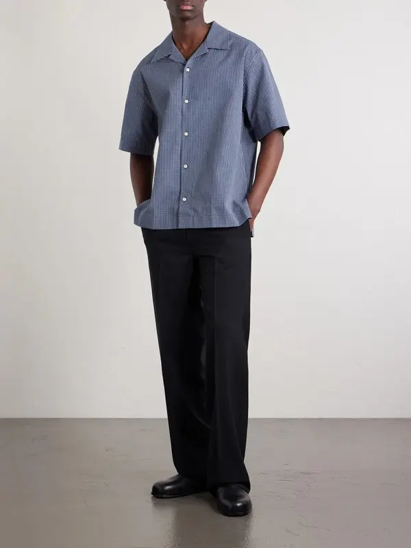 Givenchy Logo-embroidered Checked Cotton Bowling Shirt - Blue