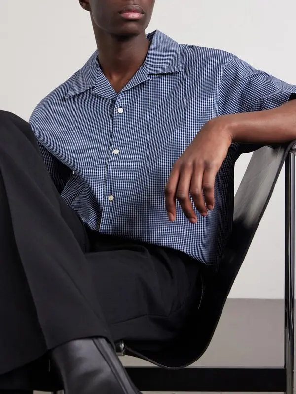 Givenchy Logo-embroidered Checked Cotton Bowling Shirt - Blue