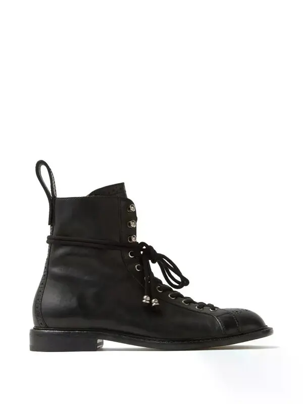 Versace Billy Leather Brogue Lace-up Boots - Black