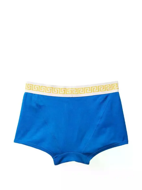 Versace Ribbed Cotton-jersey Trunks - Blue