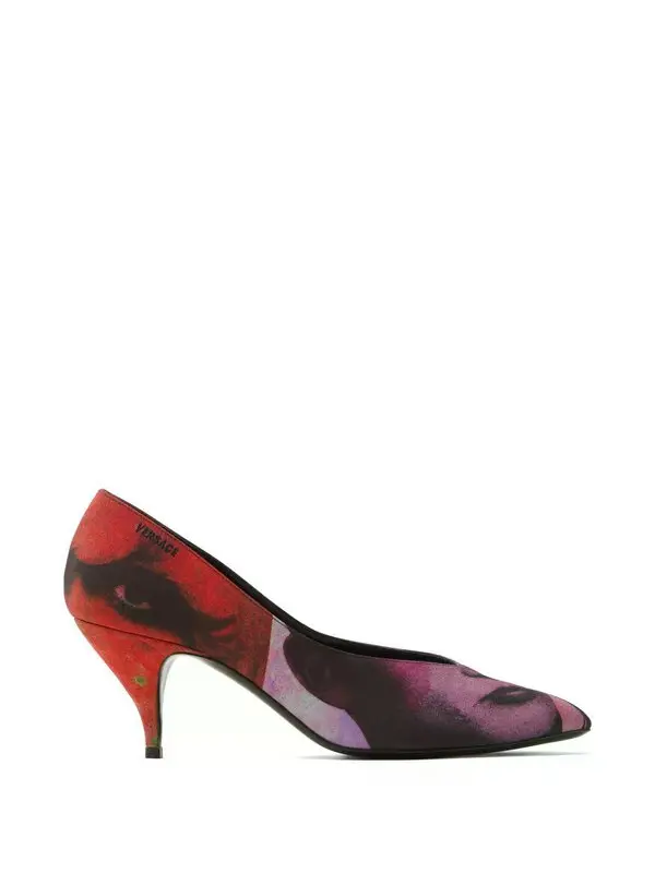 Versace Tina Printed Silk Faille Pumps 65mm - Red