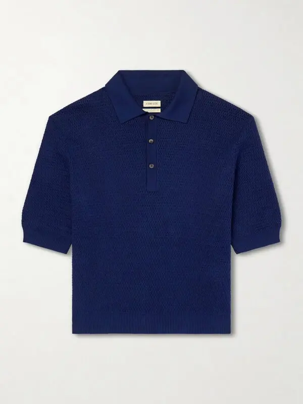 De Bonne Facture Honeycomb-knit Cotton Polo Shirt