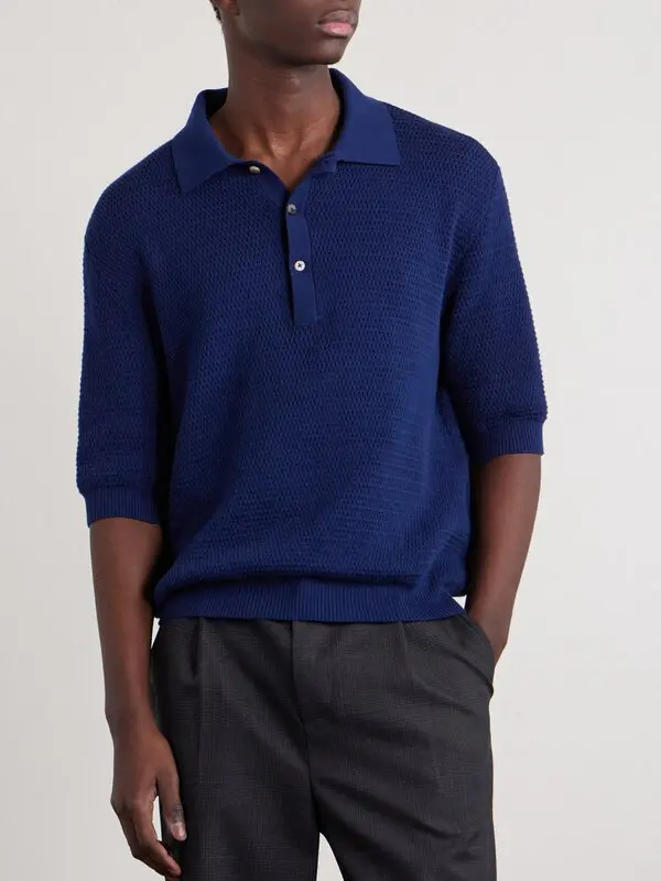 De Bonne Facture Honeycomb-knit Cotton Polo Shirt