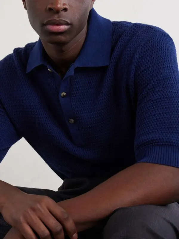 De Bonne Facture Honeycomb-knit Cotton Polo Shirt