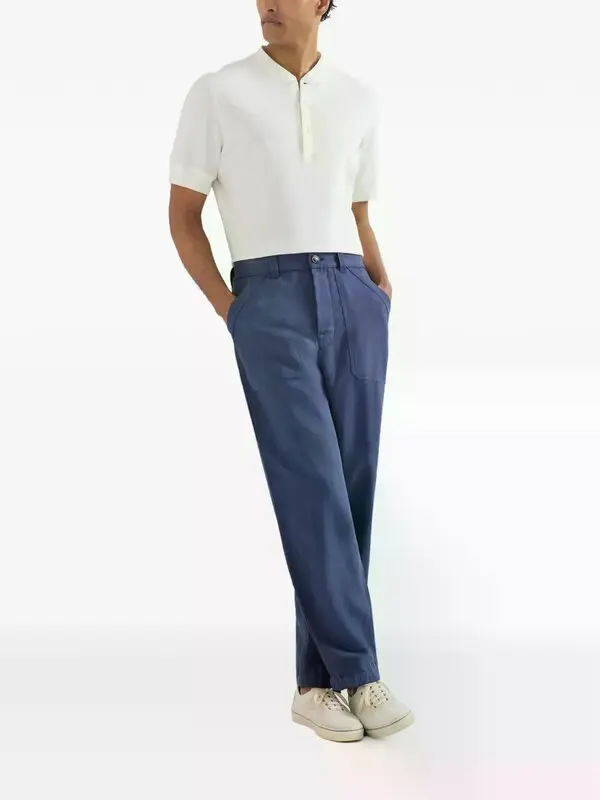 Brunello Cucinelli Linen And Cotton Drill Trousers - Blue