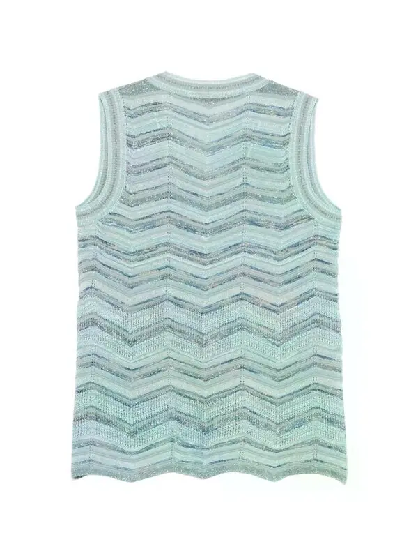 D.exterior V-neck Zig-zag Top - Blue