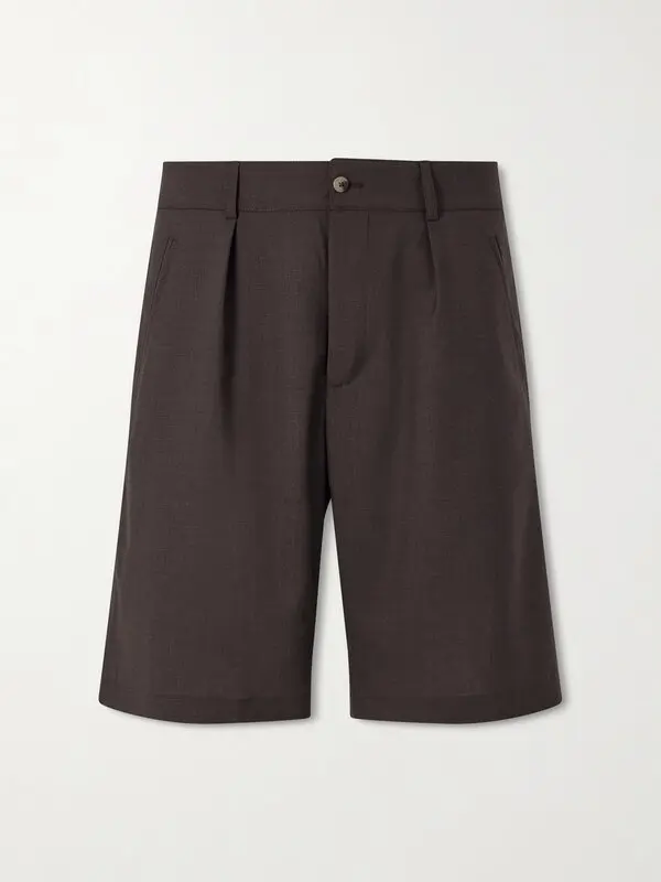 De Bonne Facture Naturalist Straight-leg Wool Shorts - Brown