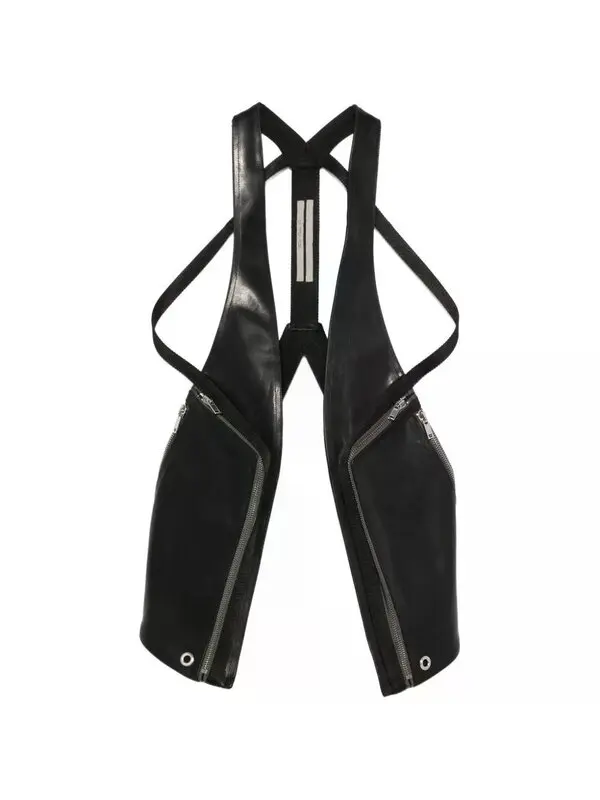 Rick Owens Temple Bauhaus Leather Waistcoat - Black