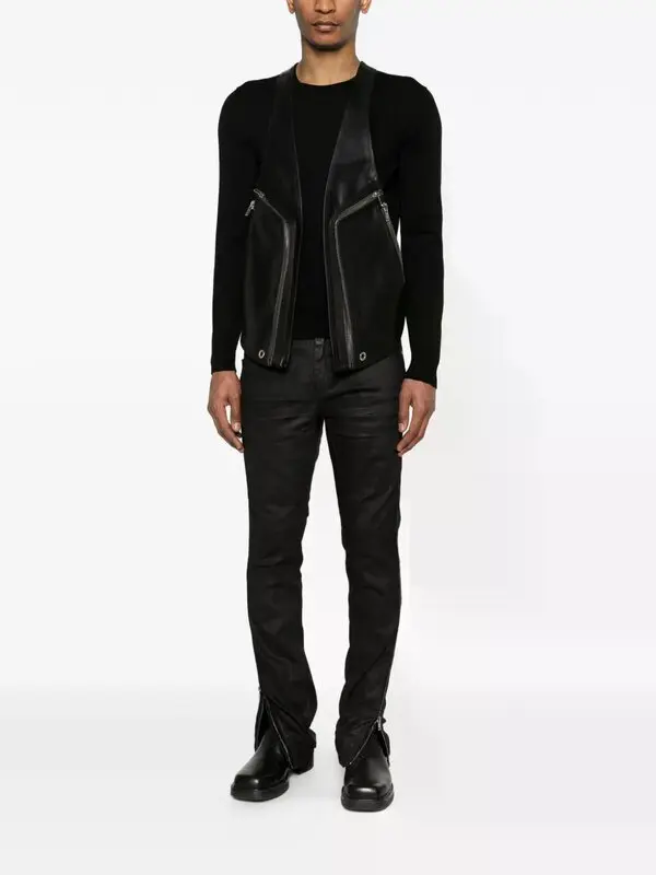 Rick Owens Temple Bauhaus Leather Waistcoat - Black