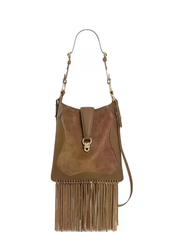 Sandro Leather And Suede Fringed Crossbody Bag - Brown