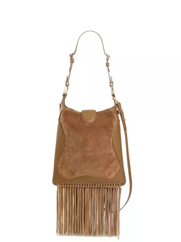 Sandro Leather And Suede Fringed Crossbody Bag - Brown
