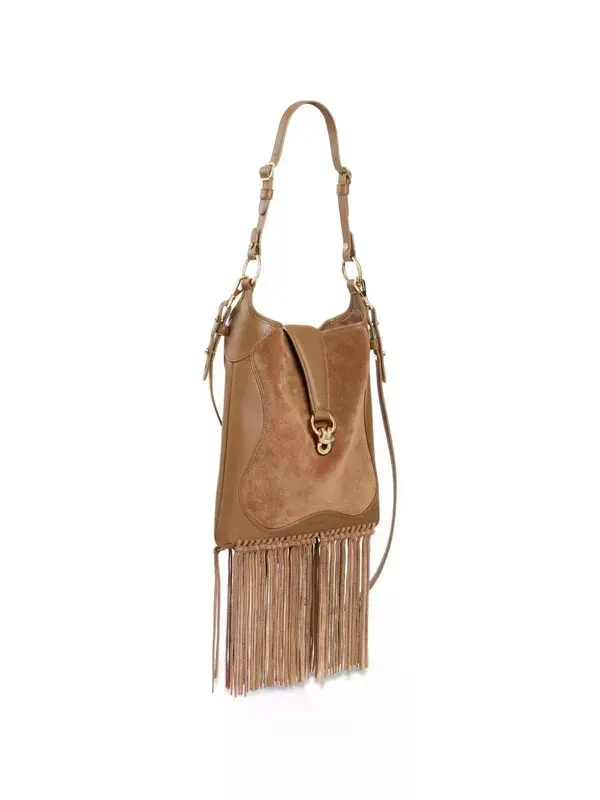 Sandro Leather And Suede Fringed Crossbody Bag - Brown