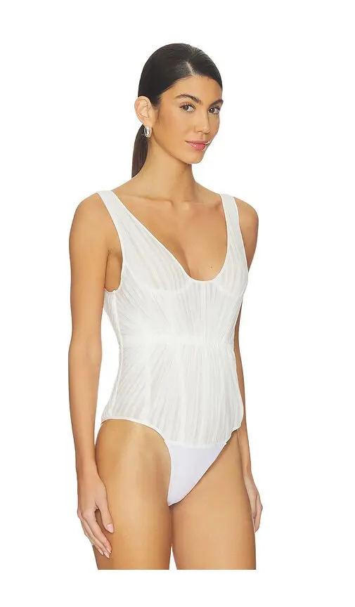 Prabal Gurung Plisse Corset Tank Bodysuit