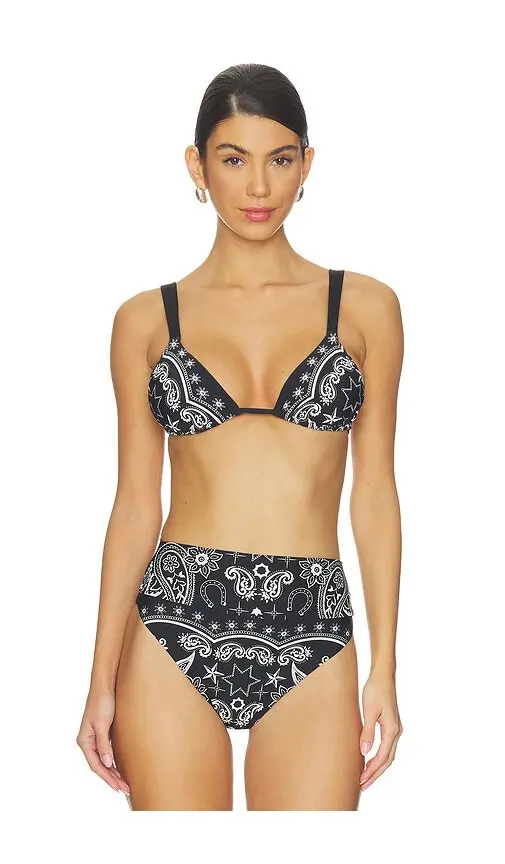 Beach Riot Saige Triangle Bikini Top - Bandana Black