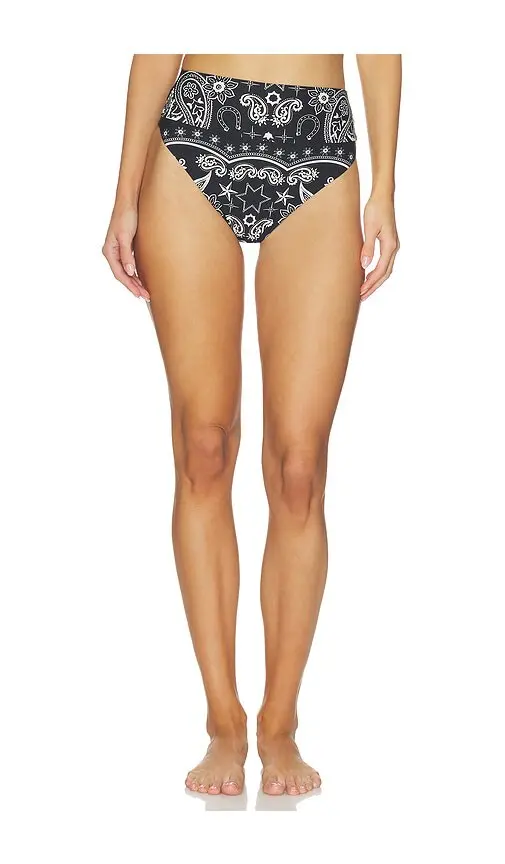 Beach Riot Highway Highwaist Bikini Bottom - Bandana Black