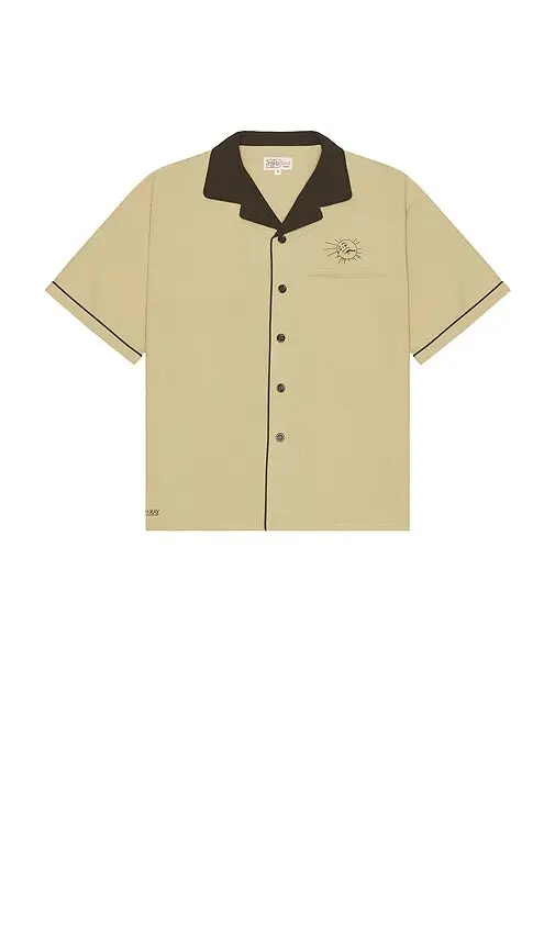 STAN RAY Short Sleeve Bowling Shirt In Taupe