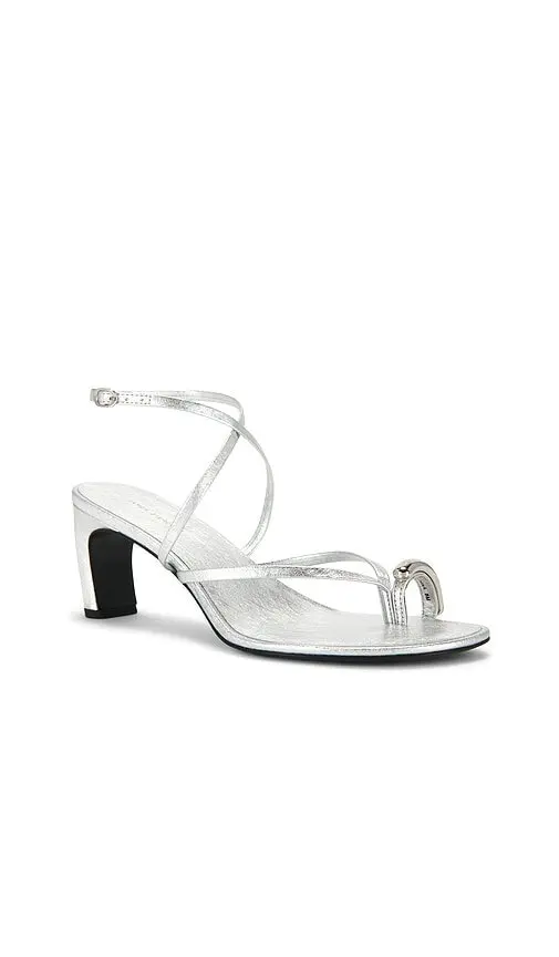 Tory Burch Metallic Pierced Strappy Heel Sandal - Silver