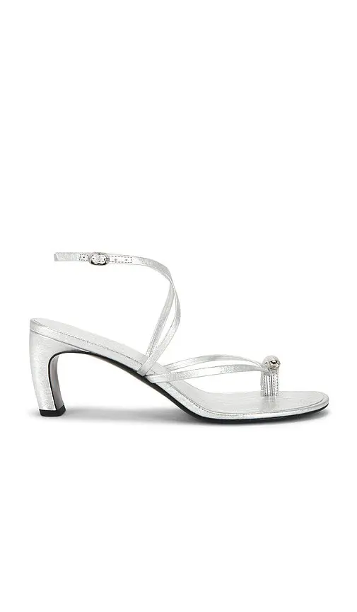 Tory Burch Metallic Pierced Strappy Heel Sandal - Silver