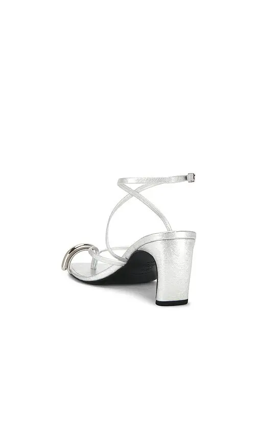 Tory Burch Metallic Pierced Strappy Heel Sandal - Silver
