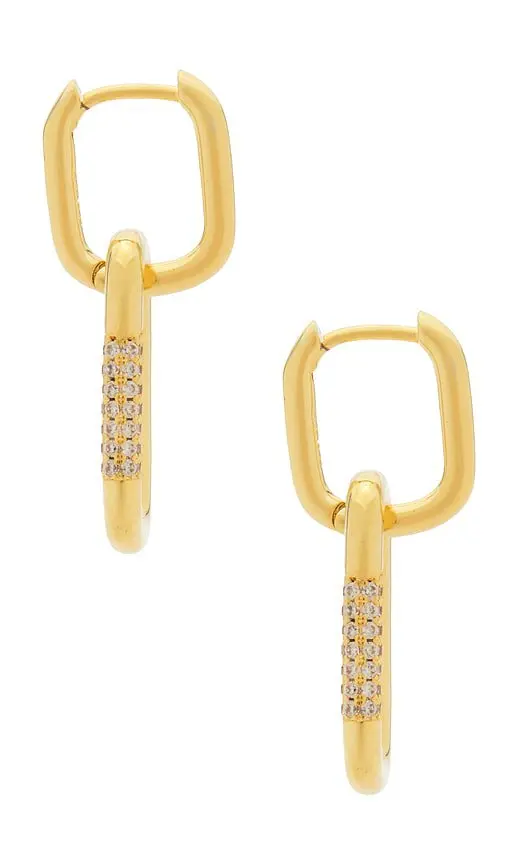 MAZIN JEWELS Double Lock Dangle Huggie Earrings