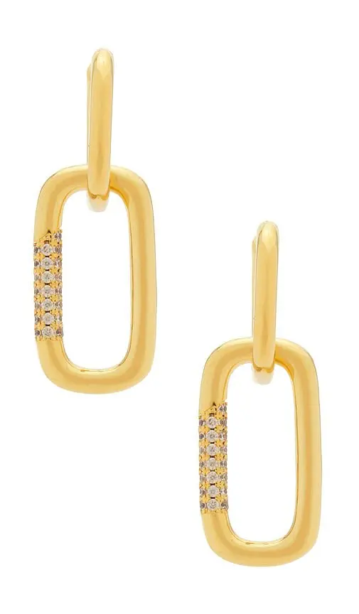 MAZIN JEWELS Double Lock Dangle Huggie Earrings