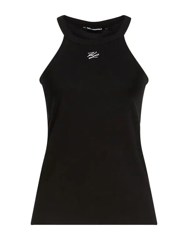 Karl Lagerfeld Tank Top With Embroidered Logo - Black