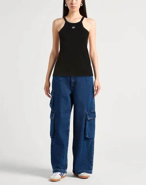 Karl Lagerfeld Tank Top With Embroidered Logo - Black