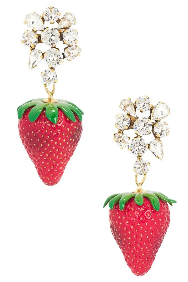 Saint Laurent Bo Fraise Avec Stras Earrings - Or 3n Patine & Crystal