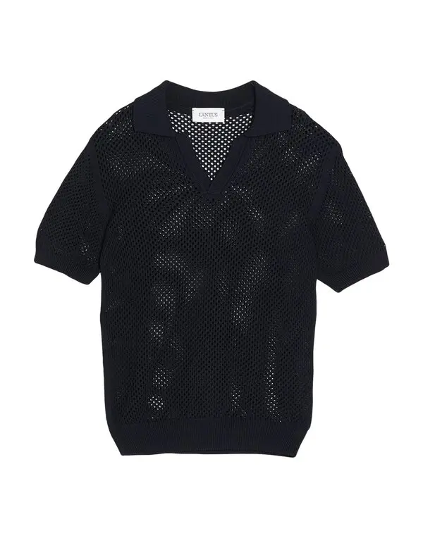 LANEUS Polo Shirt Size Viscose, Polyamide - Black