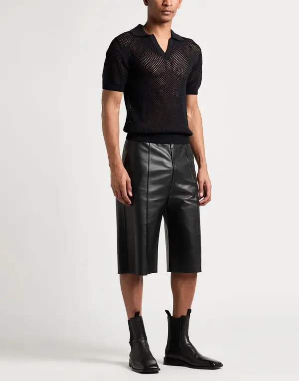 LANEUS Polo Shirt Size Viscose, Polyamide - Black