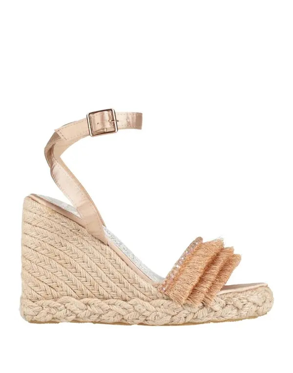 L.A. WATER Espadrille Wedge Sandals With Fringe And Beads