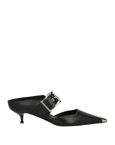 Alexander McQueen Mules & Clogs In Calfskin With Metal Appliqués - Black