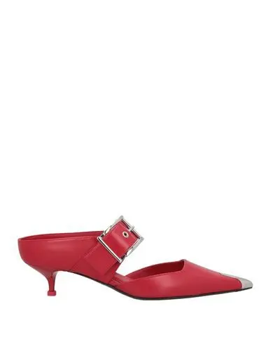 Alexander McQueen Calfskin Mules With Metal Detailing - Red