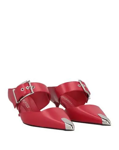 Alexander McQueen Calfskin Mules With Metal Detailing - Red